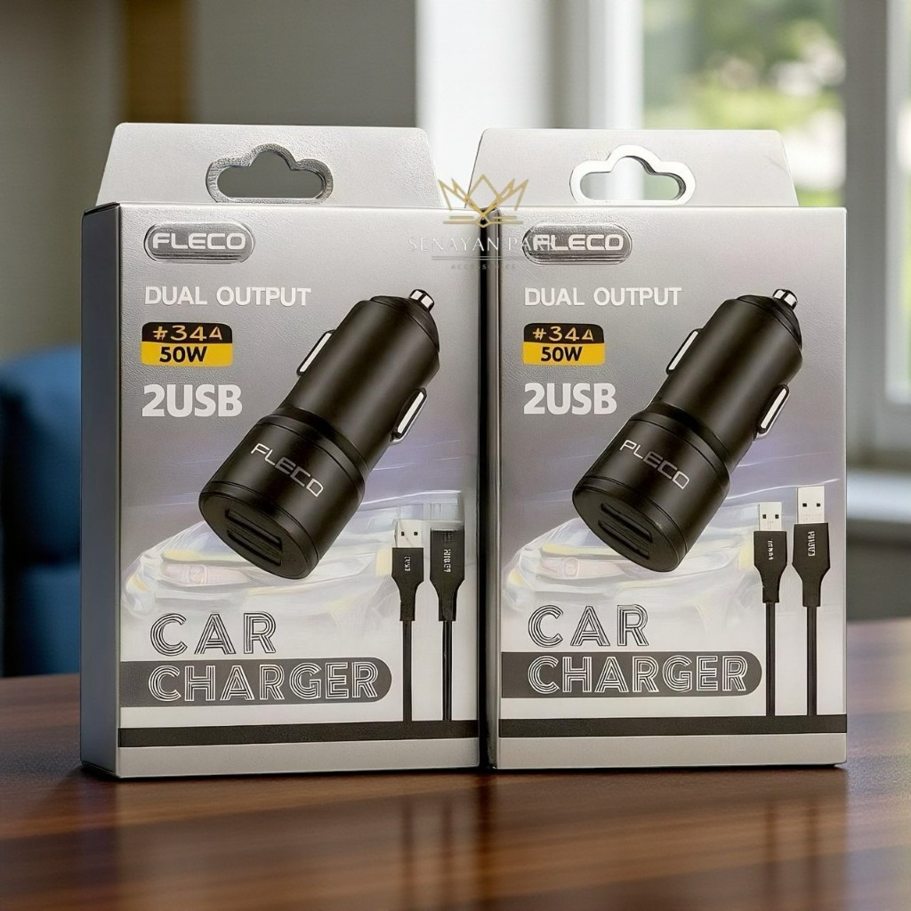 Jual Car Charger Fleco F68 2usb 3.4A Fast Charging Saver Mobil 2Usb ...