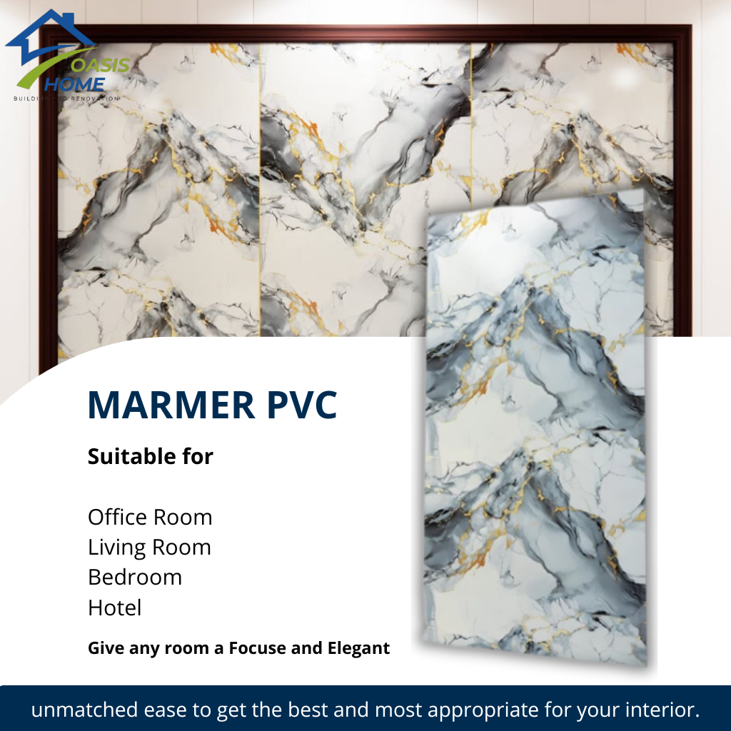 Jual OASIS HOME - Marmer Panel Wallboard 2.44 Meter PVC Board Tebal 3mm ...