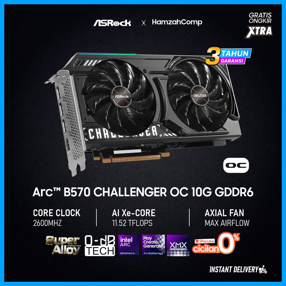 Jual ASROCK Arc B570 CHALLENGER OC 10GB GDDR6 | ARC B570 10GB Garansi ...