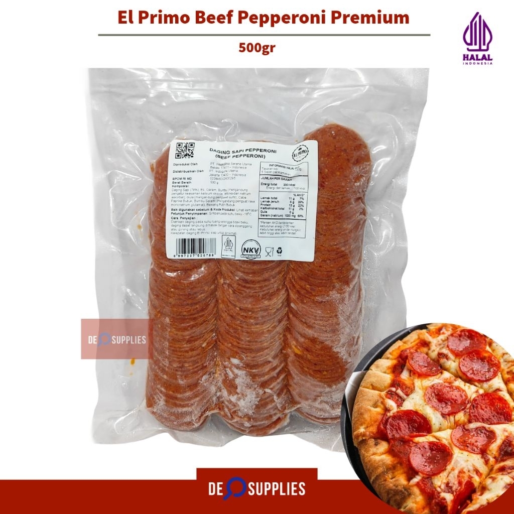 Jual El Primo Beef Pepperoni Premium 500gr - Pizza Peperoni Sapi Pasta ...