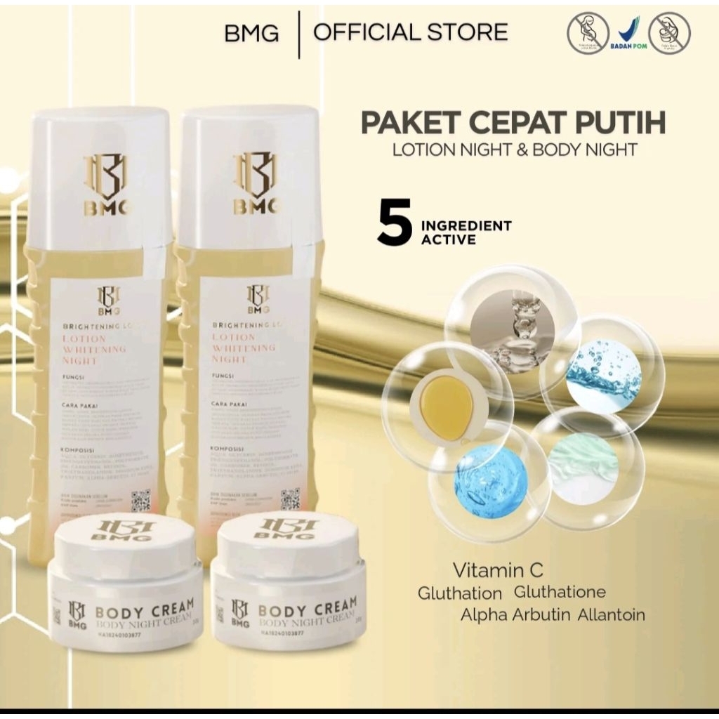 Jual BMG PROMO ( 2 LOTION KUNING ,2 BODY CREAM ARBUTIN tubuh kaki ...