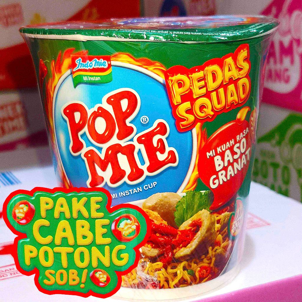 Jual Indomie Pop Mie Pedas Squad Mi Kuah Rasa Baso Granat / Kari Lava ...