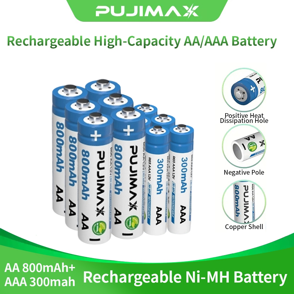 Jual PUJIMAX 1.2V Battery AA/ AAA Nickel Hydride Rechargeable Batteries ...