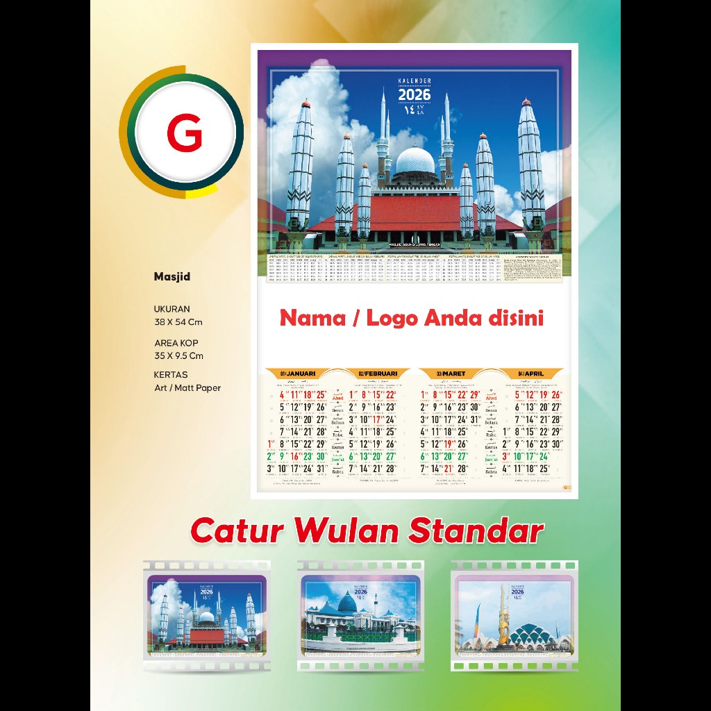 Jual Kalender 2026 Catur Wulan Custom Bisa Dicetak Dengan Kop, Logo ...