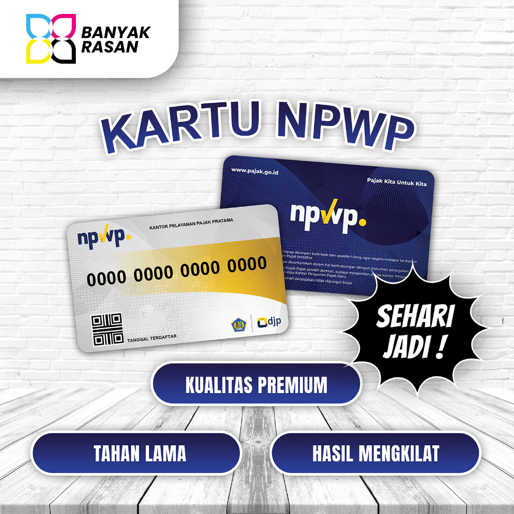 Jual Cetak Kartu NPWP Online Pajak Bahan PVC ID Card | Tanpa Minimal ...
