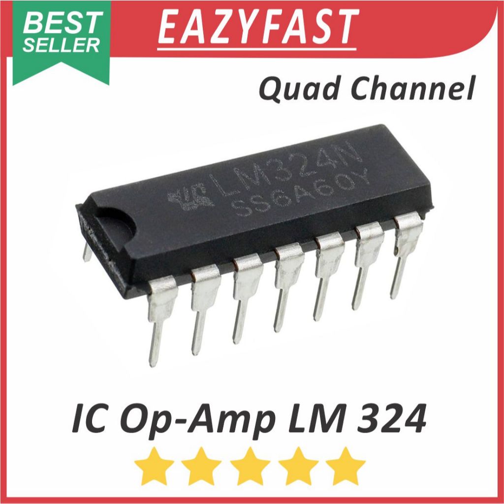 Jual IC Quad Op Amp LM324 LM 324 N DIP Transistor Chip LM324N ...