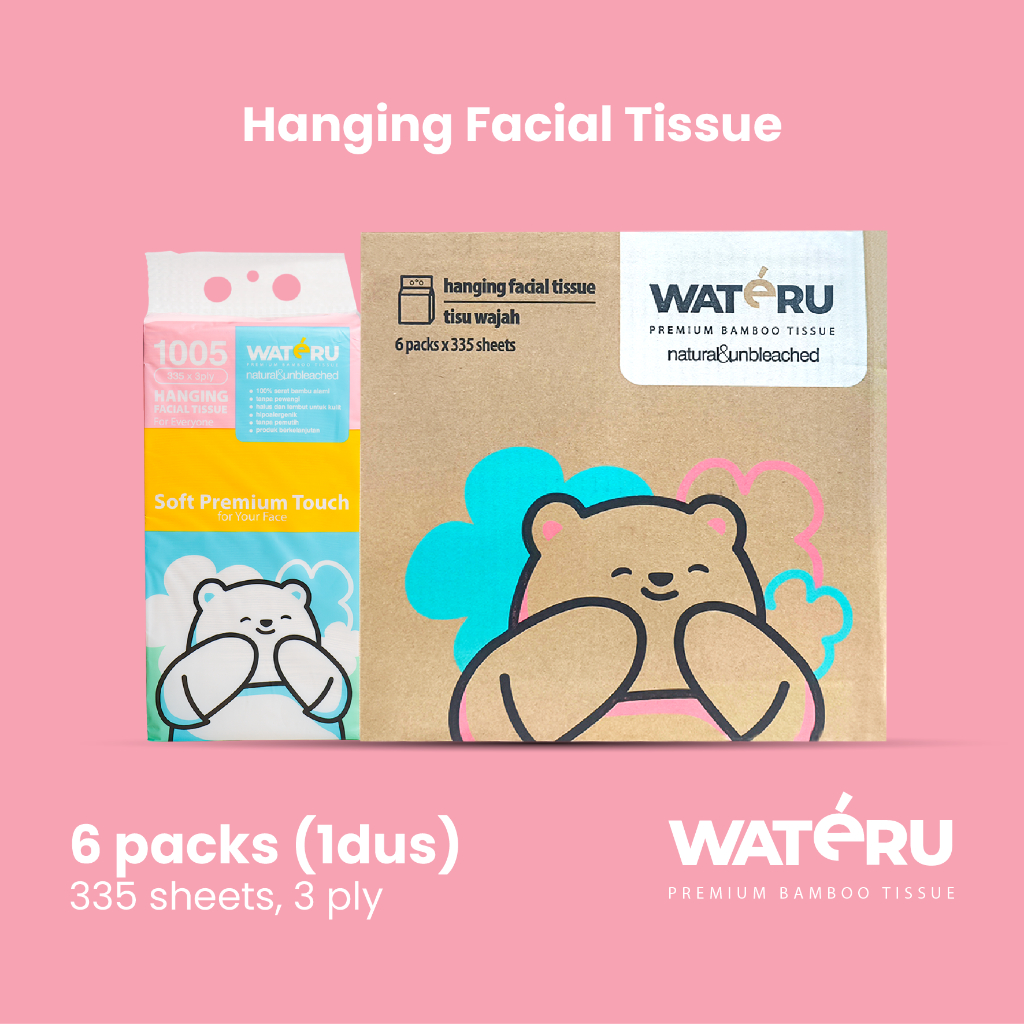 Jual Wateru Hanging Facial Tissue, 6 packs, 335 sheets, 3 ply | Natural ...