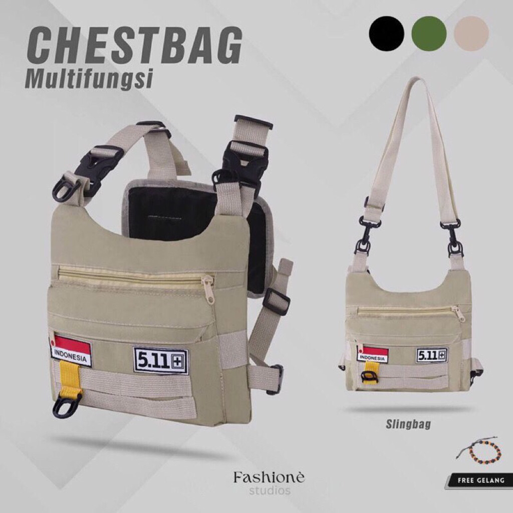 Jual Chest Bag Pria Multifungsi 2in1 Tas Dada Rompi Sling Bag Cowok ...
