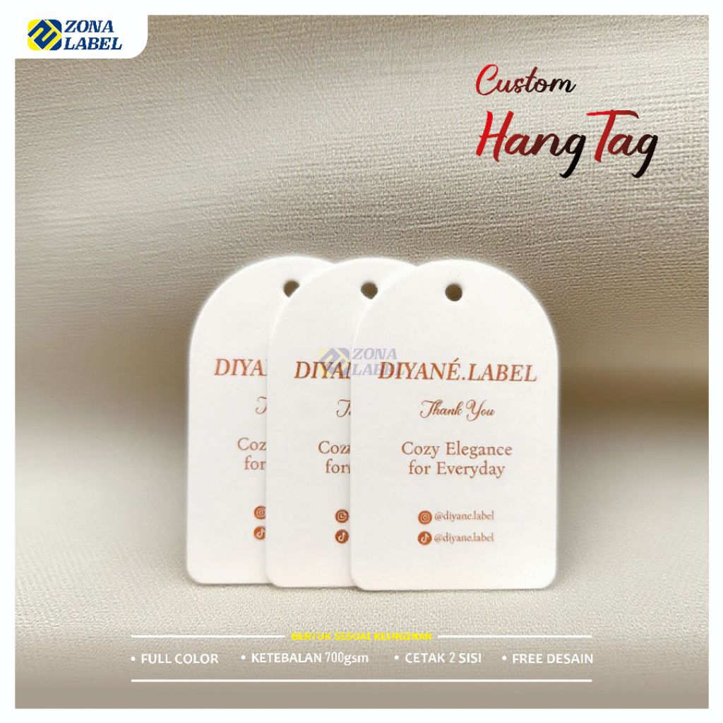 Jual FREE DESAIN Hangtag Label Baju Custom untuk Branding Produk ...