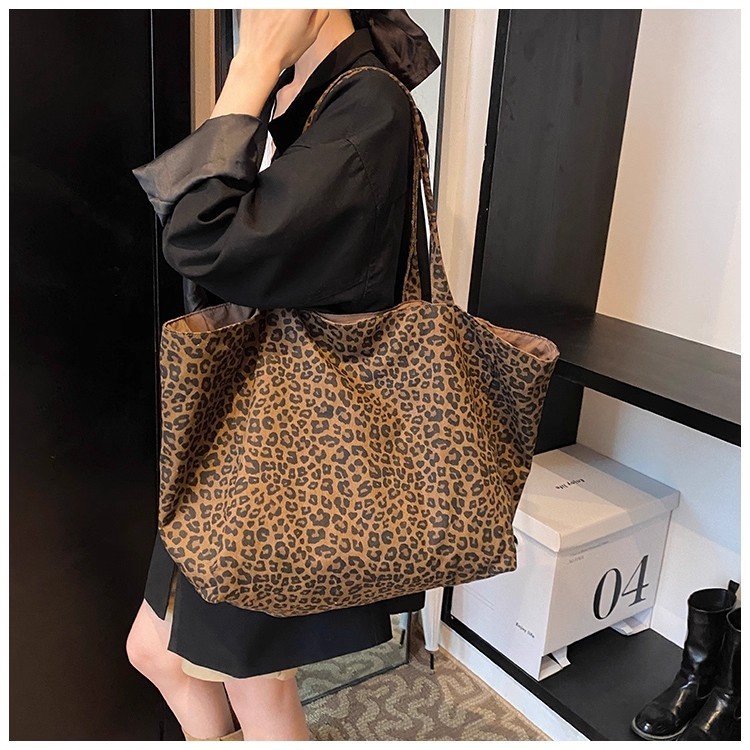 Jual Leopard Print Large Canvas Tote Bag Tas kanvas kapasitas ekstra ...