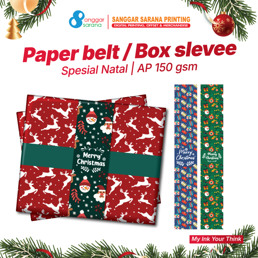 Jual Paper Belt/ Packaging Sleeve NATAL | CHRISTMAS Untuk label kemasan ...