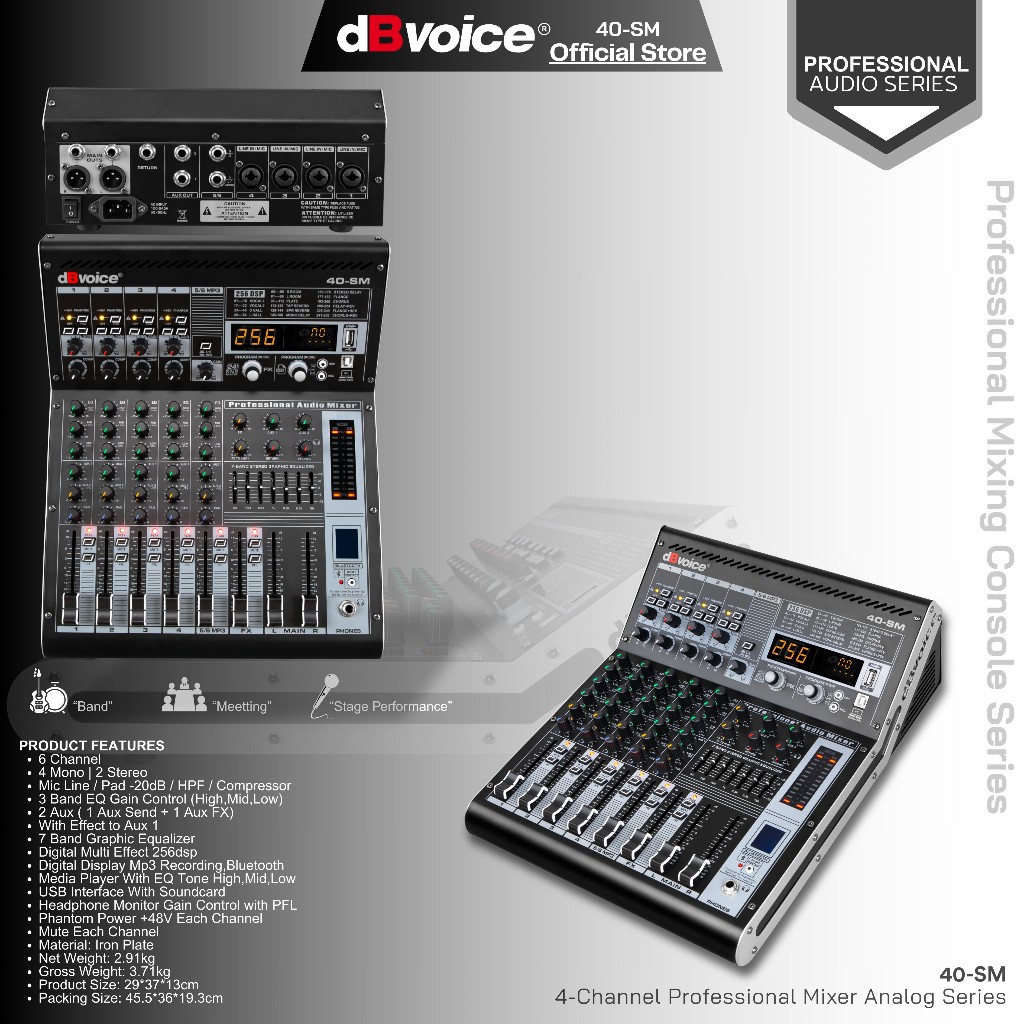 Jual 4Ch Professional Mixer Analog 256dsp dBvoice 40SM New Desaign ...