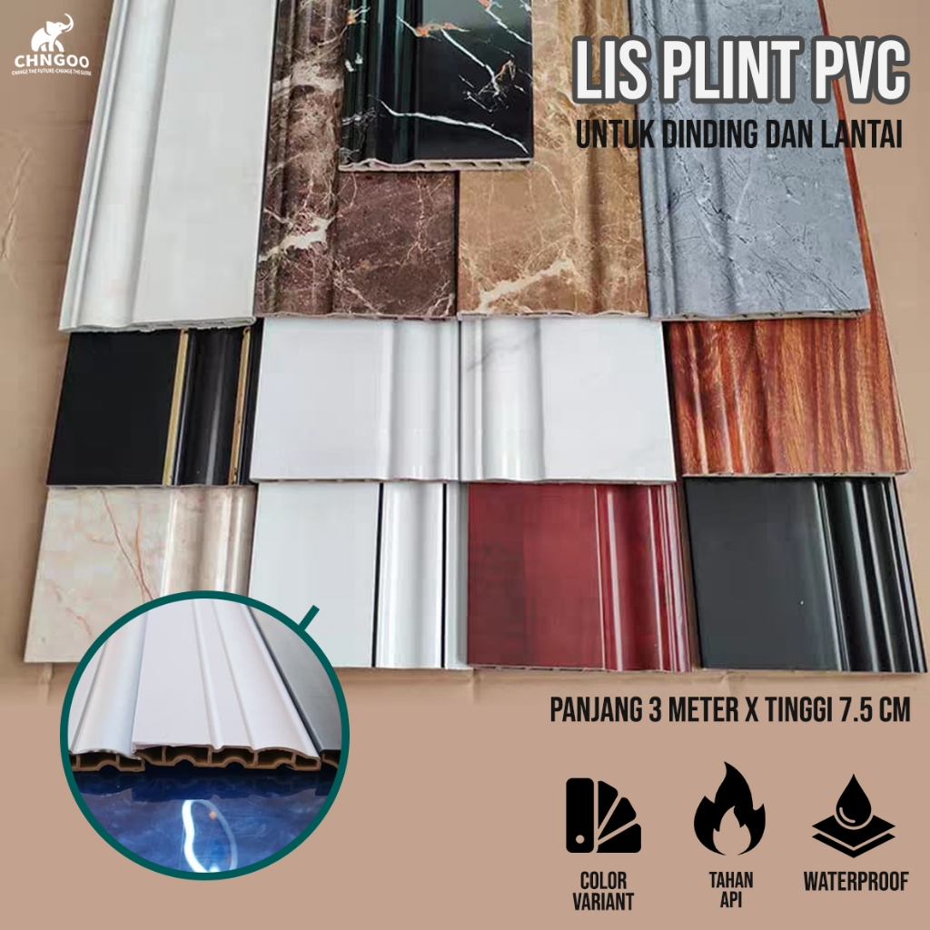 Jual Lis Plint Skirting PVC Rongga Tinggi 7,5 CM Variasi Warna | Shopee ...