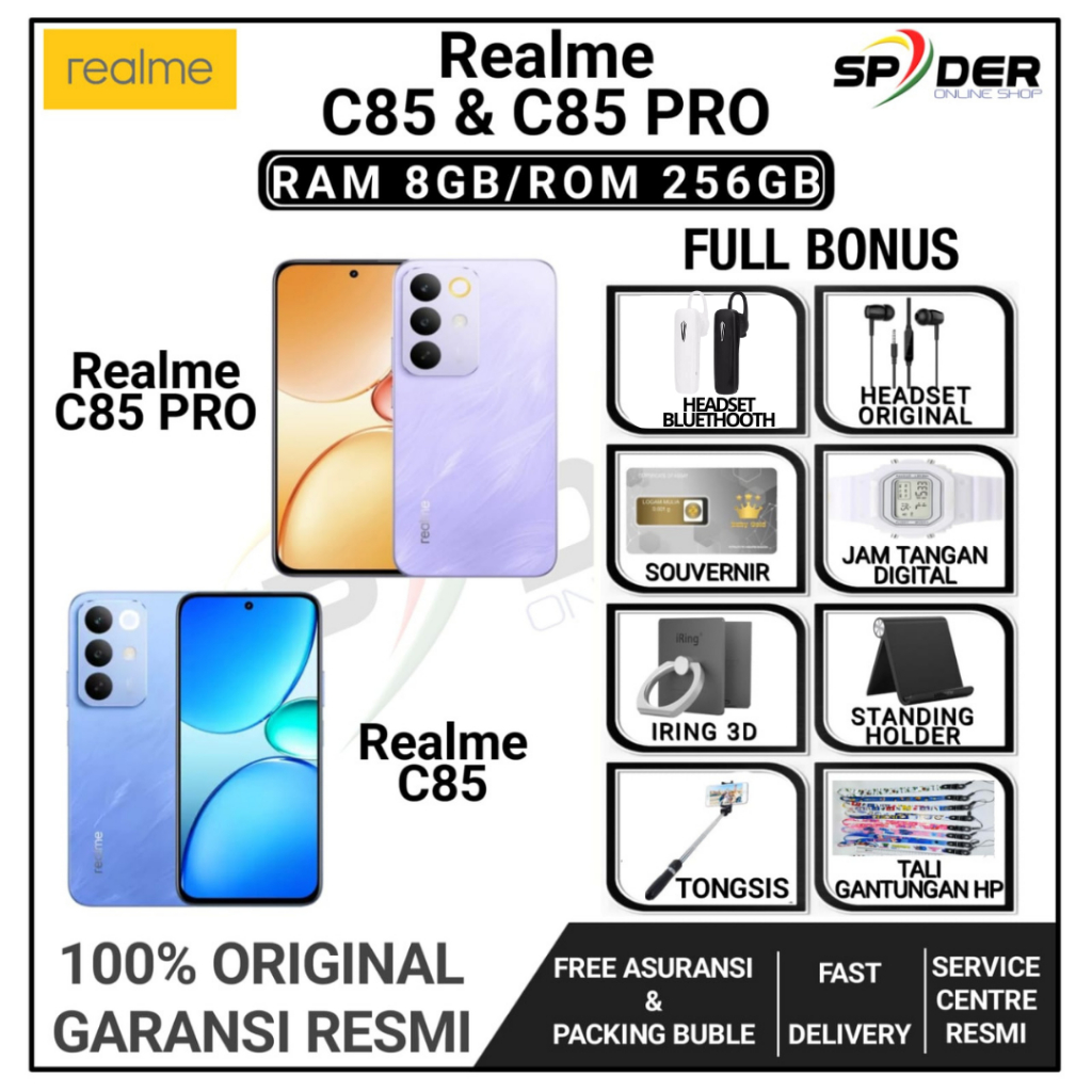 Jual REALME C85 4G & C85 PRO 5G RAM 8GB ROM 128/256GB ( IP69 Pro Water Resistance | 144Hz ...
