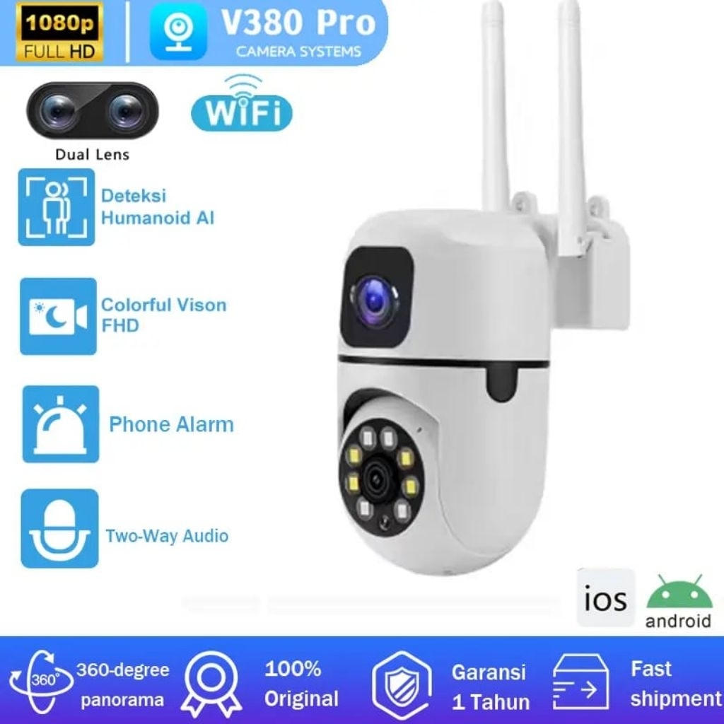 Jual V380 Pro PTZ Kamera IP Smart Wifi Dual Lens Dengan Deteksi Gerakan ...