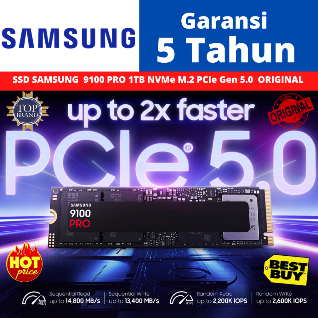 Jual Samsung SSD 9100 PRO PCIe 5.0 NVMe M.2 SSD ORIGINAL | Shopee Indonesia