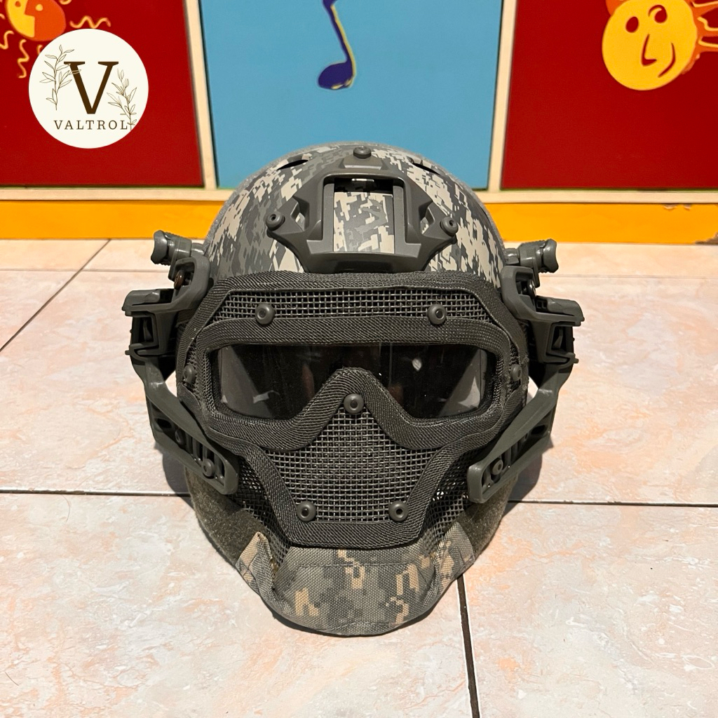 Jual Tactical Fast Helmet with Full Face Protector | Shopee Indonesia