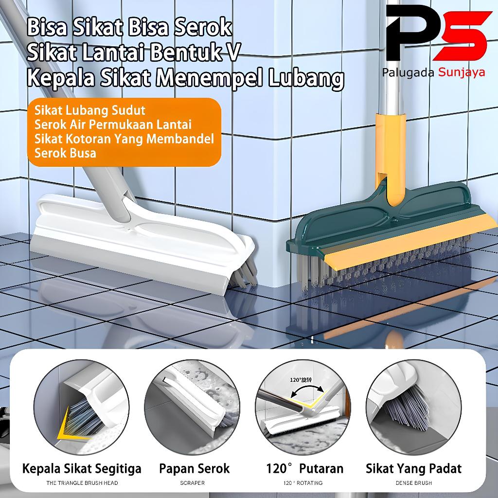 Jual Sikat Lantai WC 2 IN 1 Alat Sikat Dorong Lantai Dinding Toilet ...