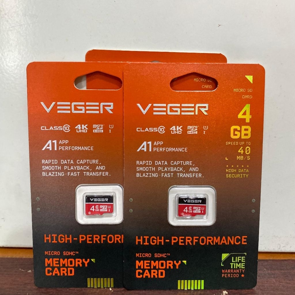 Jual VEGER MMC 4GB TF CARD/MMC/MEMORY Class10 With Package Black Orange ...