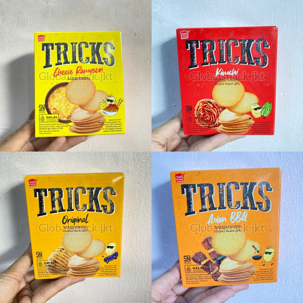 Jual TRICKS BAKED POTATO CRISPS CHEESE / KIMCHI / BBQ / ORIGINAL ...