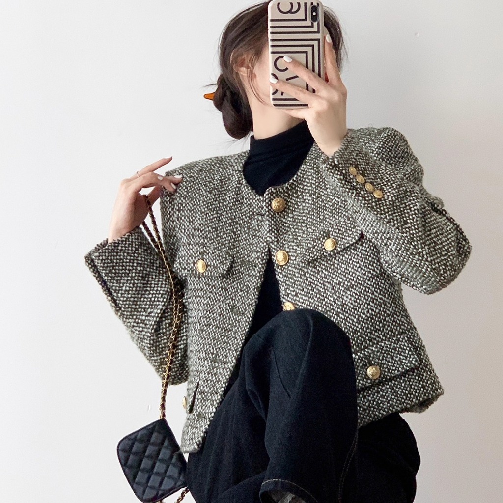 Jual EMITA bloom tweed blazer wanita kekinian korean style jumbo ...