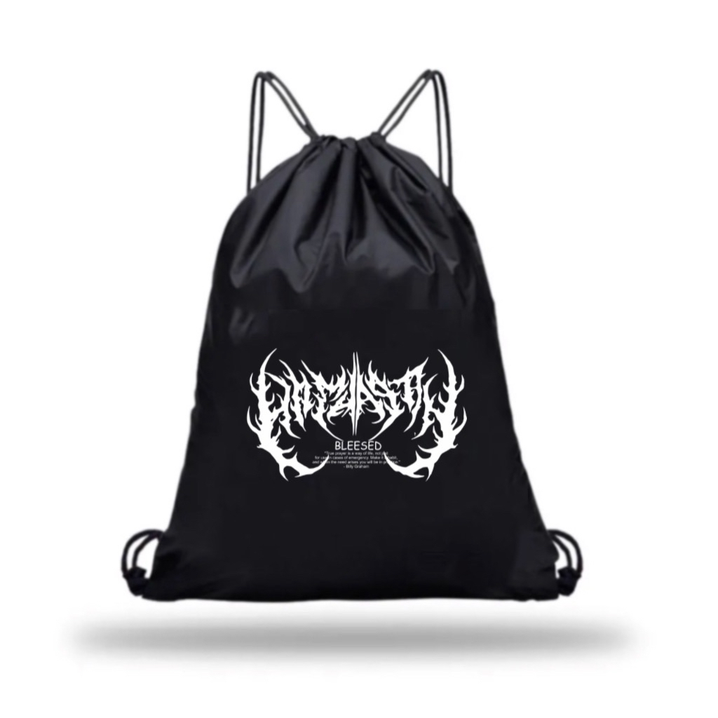 Jual Bleesed X Drawstring Bag Tas serut Metal putih Pria Wanita ...