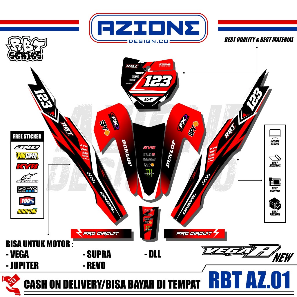 Jual (COD) Sticker Variasi RBT/GTX VEGA R NEW Stiker Decal Striping ...