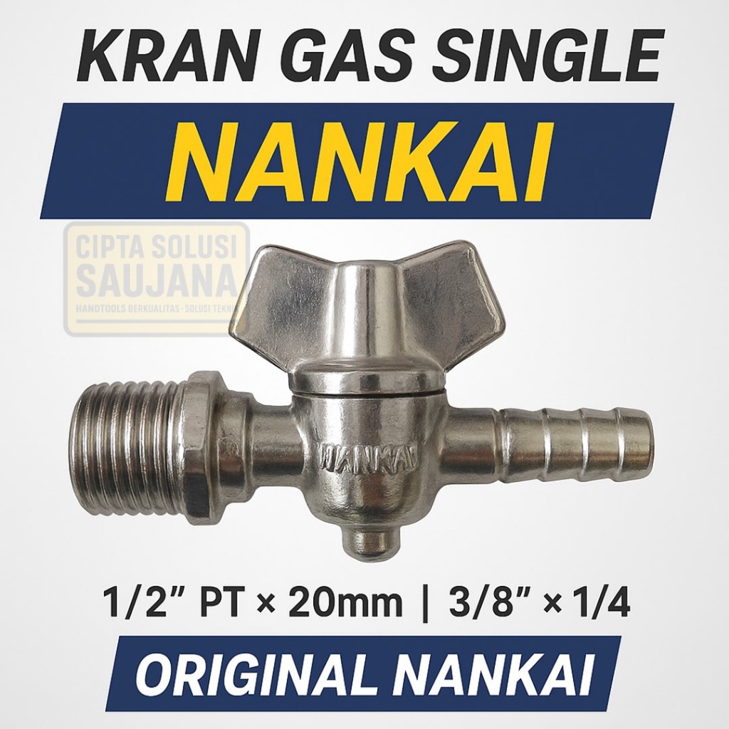 Jual Kran Gas Single Nankai 1/2" PT x 20mm – Valve Gas LPG Kompor ...