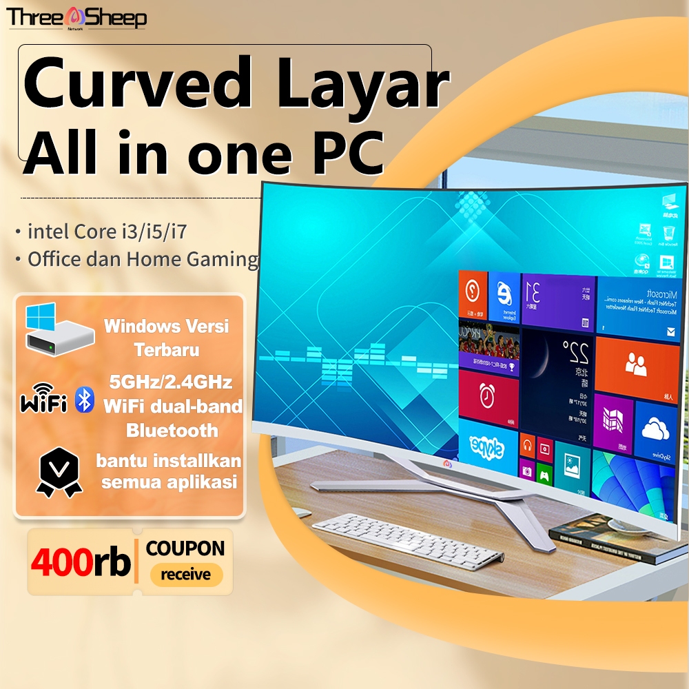 Jual TSN Curved All in one PC Komputer gaming Baru, Core Intel i5/i3 ...