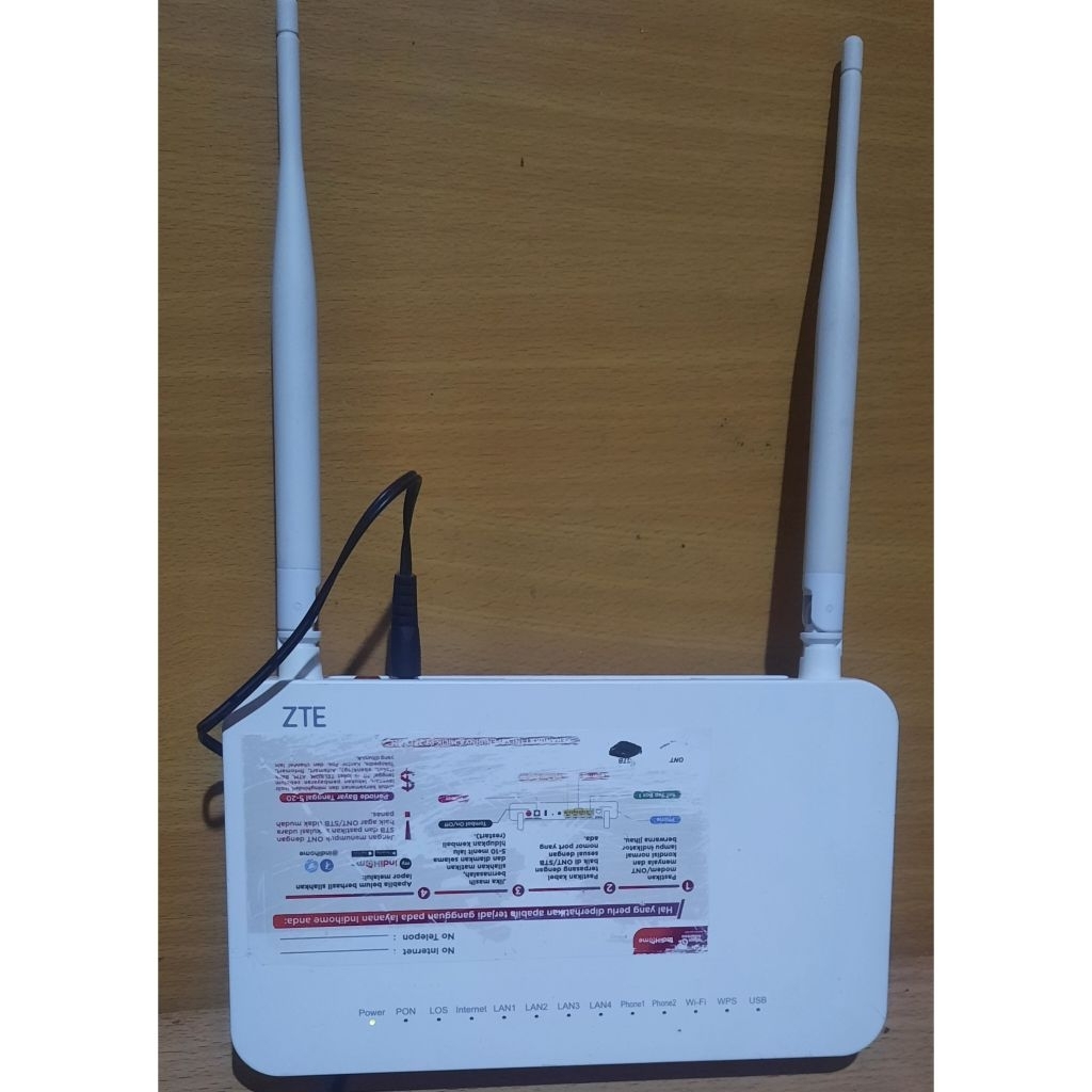 Jual MODEM WIFI ZTE GPON ONT ZXHN F609 V3 PORT BIRU PLUS ADAPTOR ...