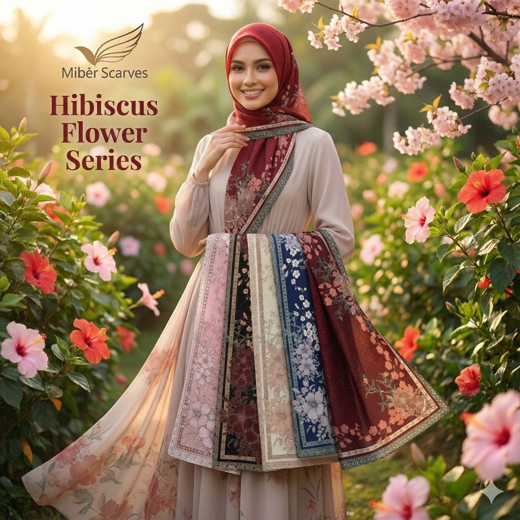 Jual Miber Scarves - Hijab Segi Empat Voal Tryspan Ultrafine HIBISCUS ...
