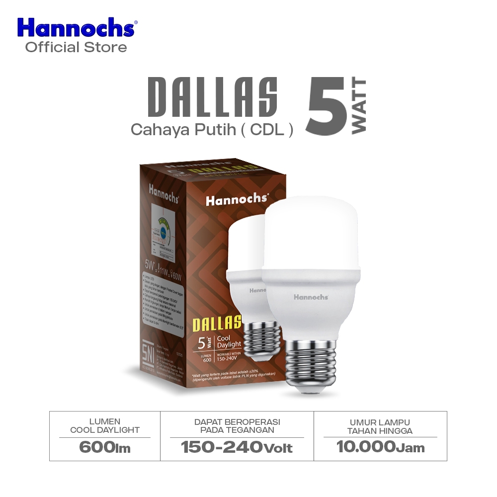 Jual Hannochs Lampu Bohlam LED Dallas 5W Cahaya Putih | Shopee Indonesia