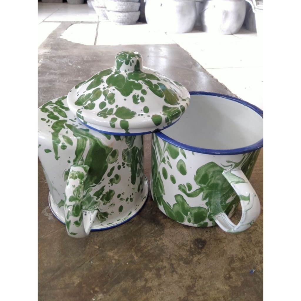 Jual Mug Burik 10CM / Cangkir Besi Enamel Motif Loreng Army Hijau Putih ...