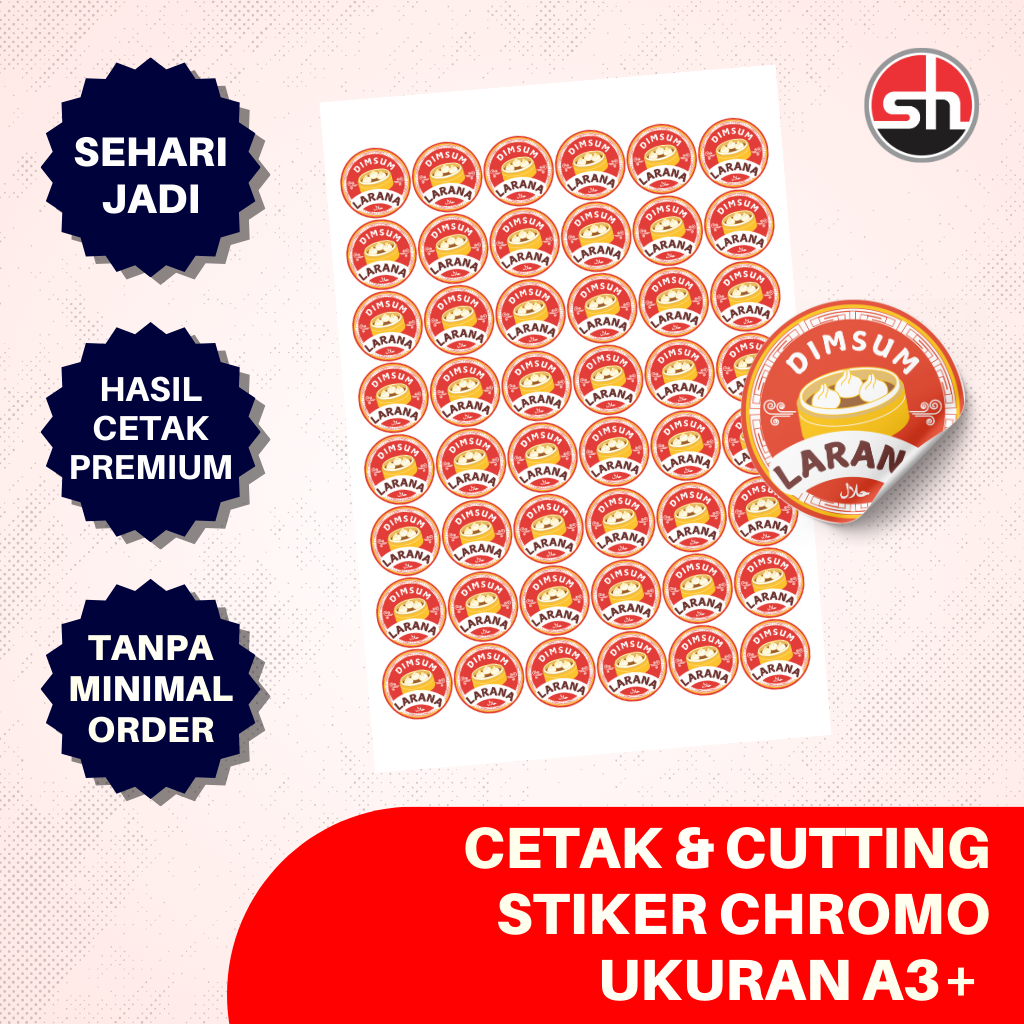 Jual Cetak & Cutting Stiker Chromo 1 Lembar A3+ Label BULAT Kemasan ...