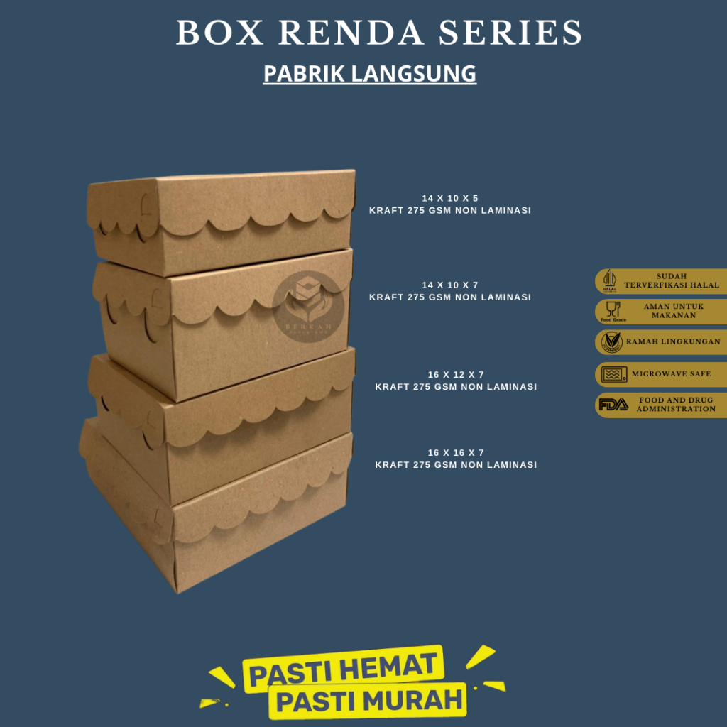Jual Box Snack semua ukuran Snack Box AQB Bahan Kraft Coklat Polos ...