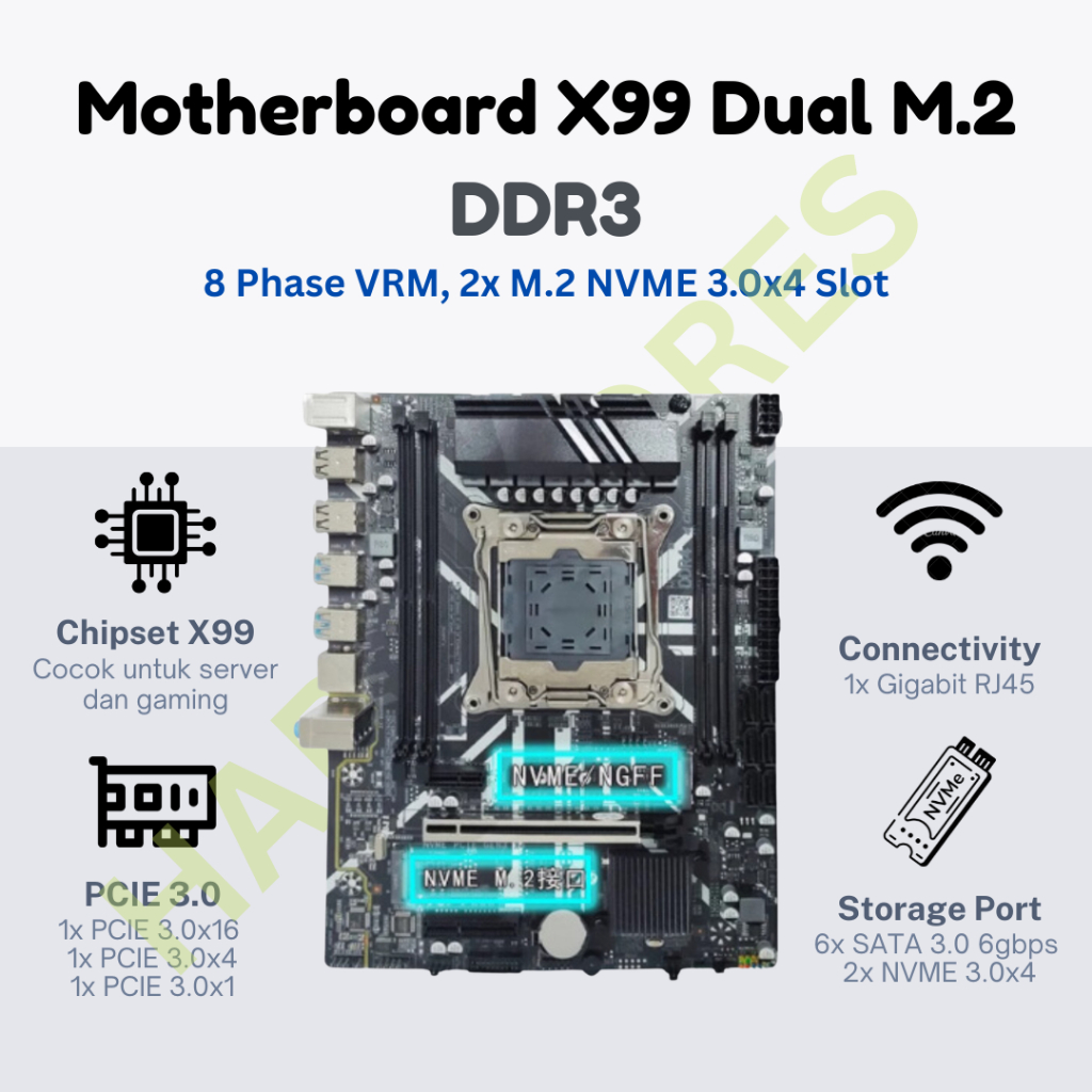 Jual Motherboard X99 mATX LGA2011-3 DDR3 Dual M.2 Gigabit Lan Mainboard ...