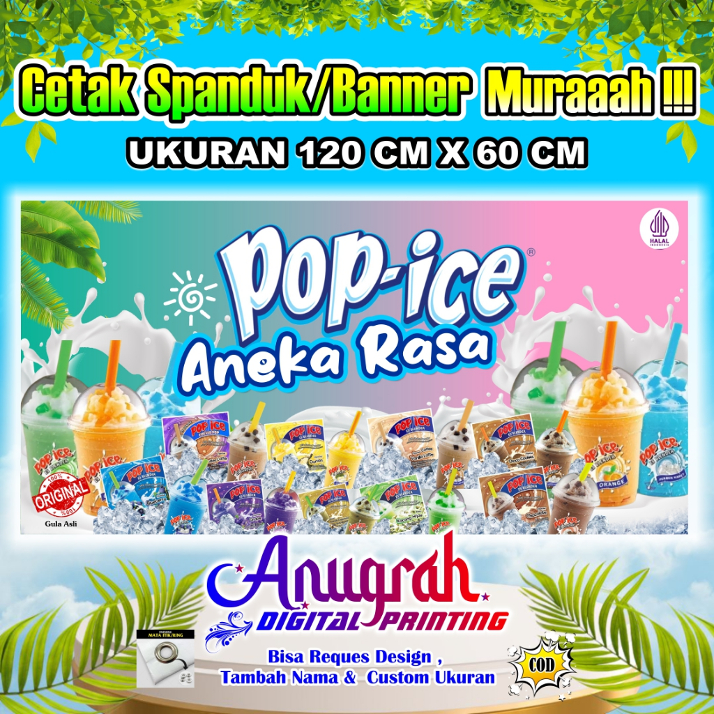 Jual Spanduk Banner Pop Ice Ukuran 120 cm x 60 cm | Shopee Indonesia