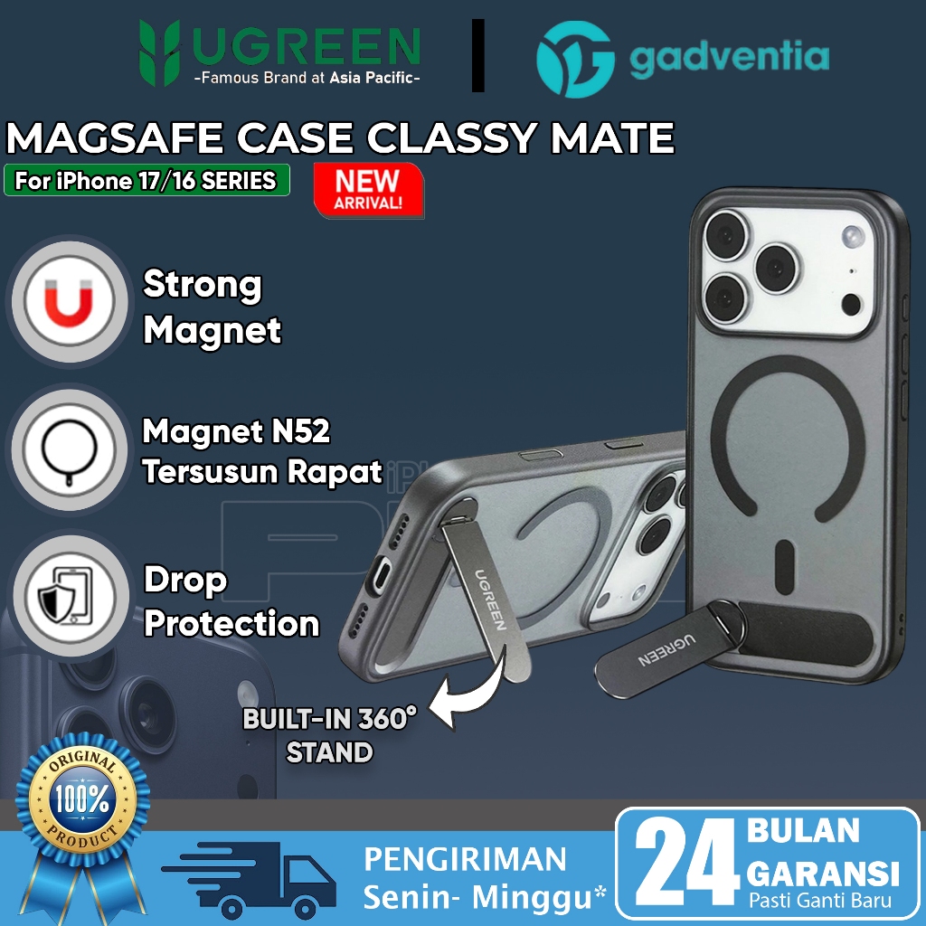 Jual UGREEN iPhone 17 16 Series Magnetic Casing 360º Built in Stand ...