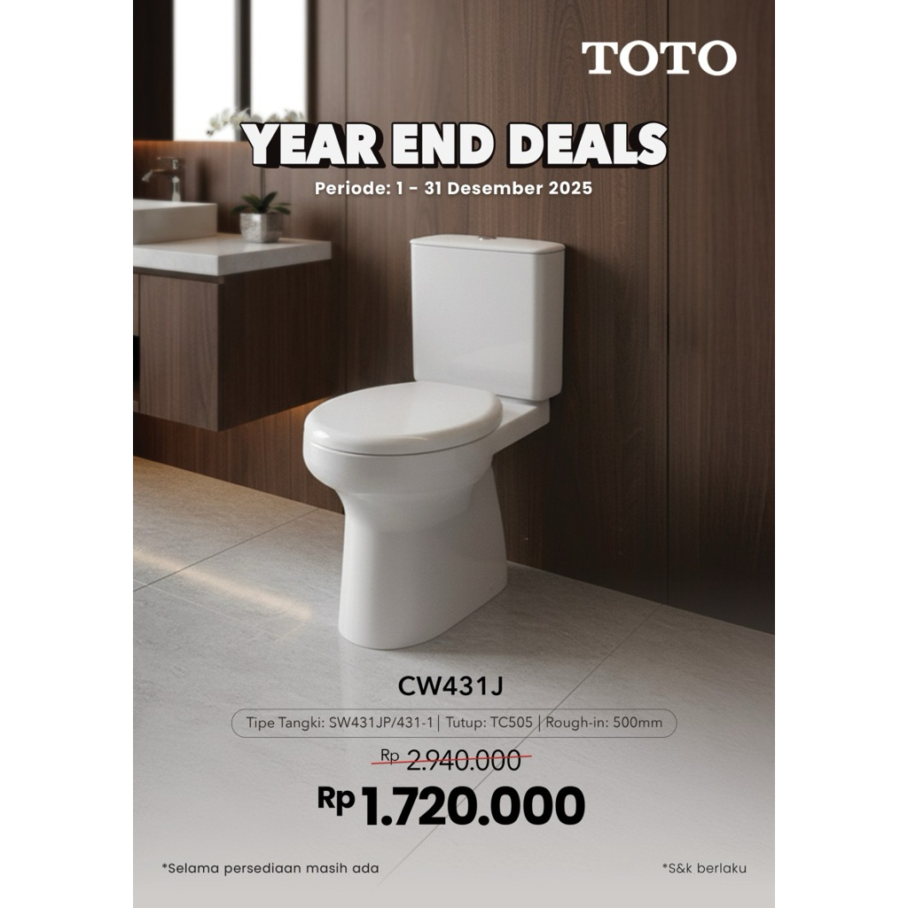 Jual Kloset Duduk TOTO CW431J/SW431JP + Tutup TC505 | Shopee Indonesia