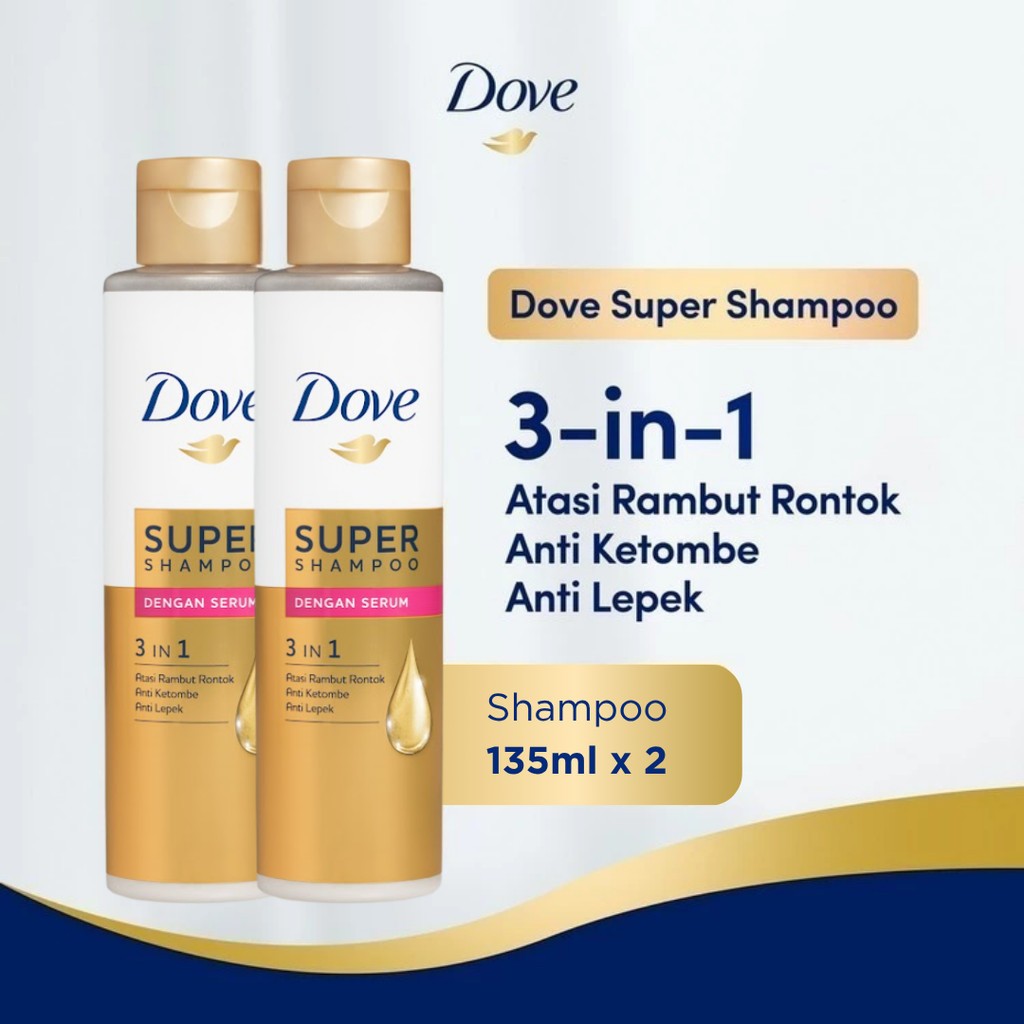 Jual Dove Super Shampoo 3 in 1 135 mL x2 | Shopee Indonesia