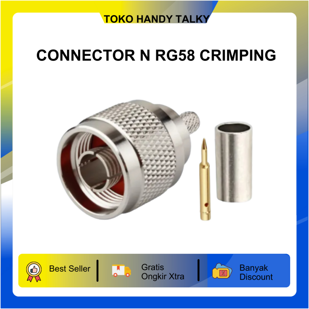 Jual Konektor N Male Crimp untuk Kabel RG58 RG400 RG142 RG 303 LMR195 ...