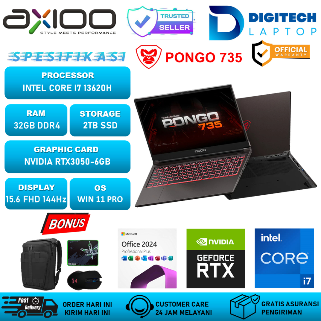 Jual Axioo Pongo 735 Intel i7 13620H 32GB 2TB SSD RTX 3050 15.6" FHD ...