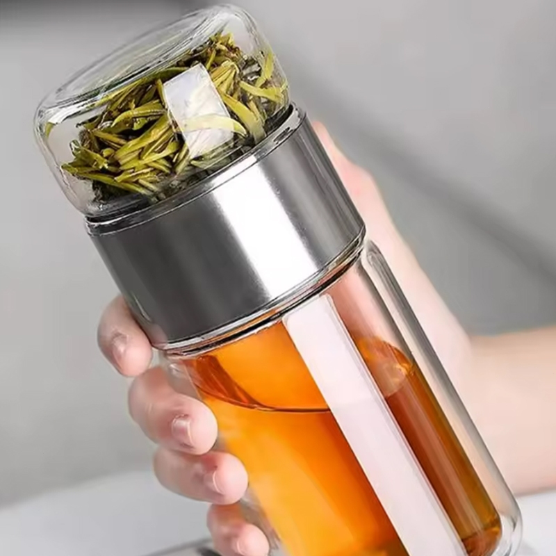 Jual Botol Air Teh Kaca Borosilikat Tinggi Tumbler Infuser Lapisan ...