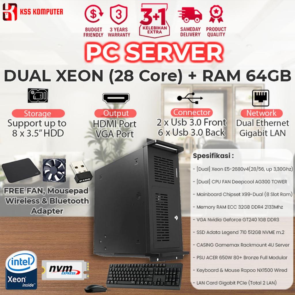 Jual PC SERVER DUAL Processor XEON E5 V4, RAM ECC 128GB, NVME 512GB ...