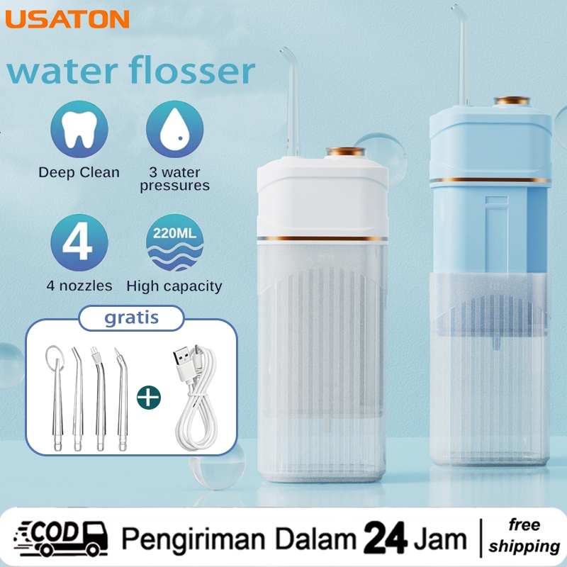 Jual Water Flosser 220ML Foldable Water Floss Gigi Oral Lrrigator ...