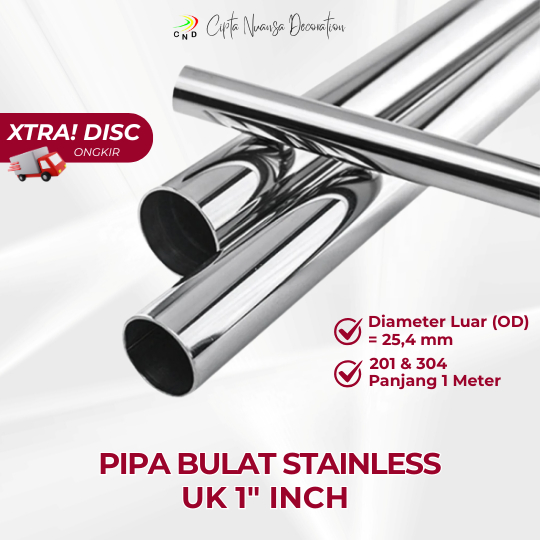 Jual Pipa Stainless 1'' Inch Bulat Sus 201 & 304 | Shopee Indonesia