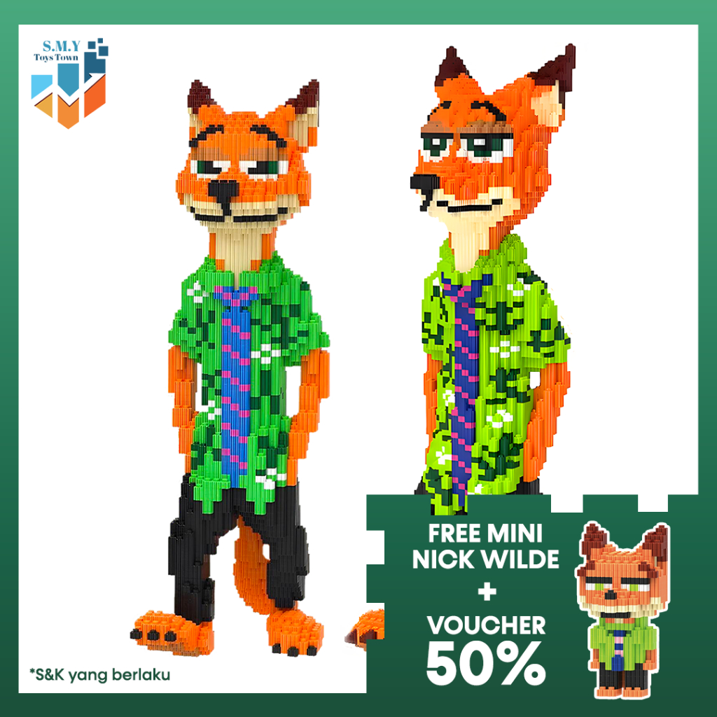 Jual SMY Toystown Nano Block Zootopia Nick Wilde 3D Model Mainan Blok ...