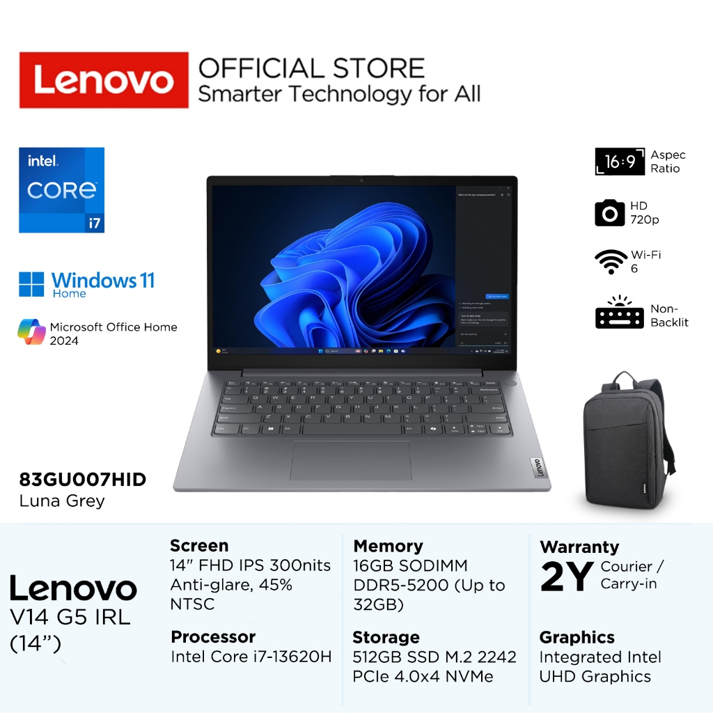 Jual Lenovo V14 G5 IRL 7HID Intel Core i7-13620H, Integrated Intel UHD ...