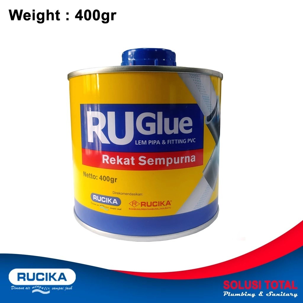 Jual Lem Pipa PVC Rucika Ruglue 400 Gram Kaleng | Perekat Pipa Air Anti ...