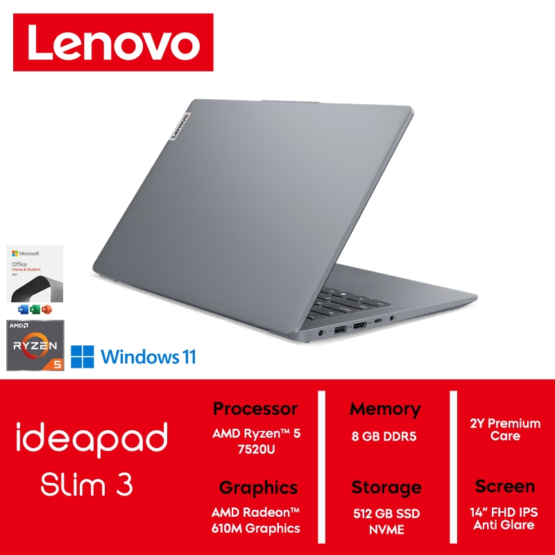 Jual Lenovo IdeaPad Slim 3 03ID 04ID [AMD Ryzen 5 7520U / AMD Radeon ...